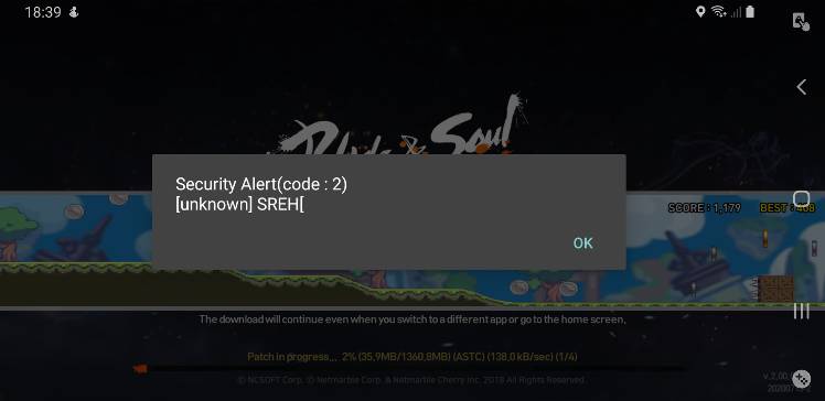 Security alert code 2!!! Help pls. - Blade & Soul Revolution