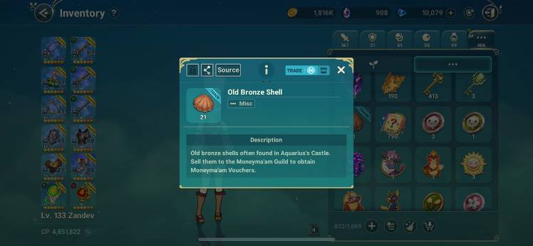 Can't sell Old Bronze Shell to the Moneyma'am Guild - Ni no Kuni: Cross ...