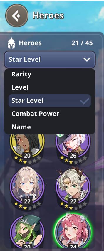 Hero's Sorting - GRAND CROSS : AGE OF TITANS