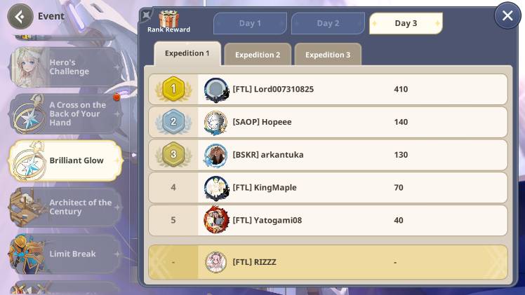 Brilliant glow box score reset after update - GRAND CROSS : AGE OF TITANS