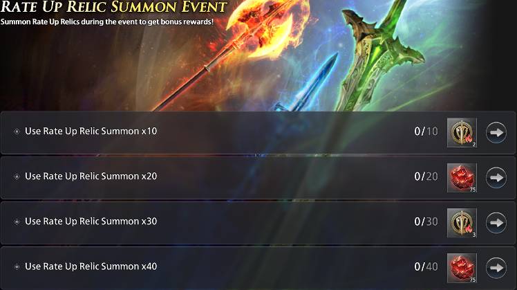 [Event] Rate Up Relic Summon Event - King Arthur: Legends Rise