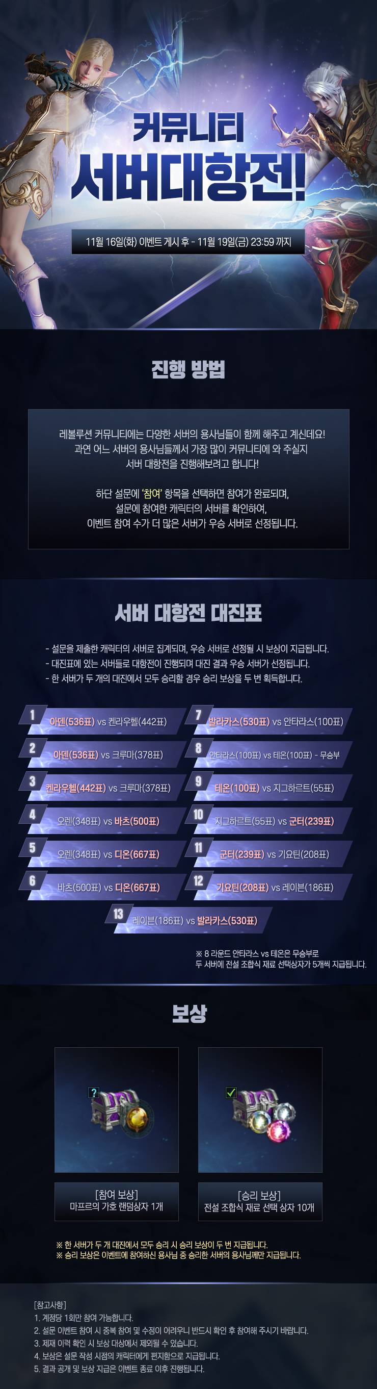 리니지 2 레볼루션 공식 커뮤니티 커뮤니티 서버 대항전 이벤트 안내 결과 공개 Netmarble Forums