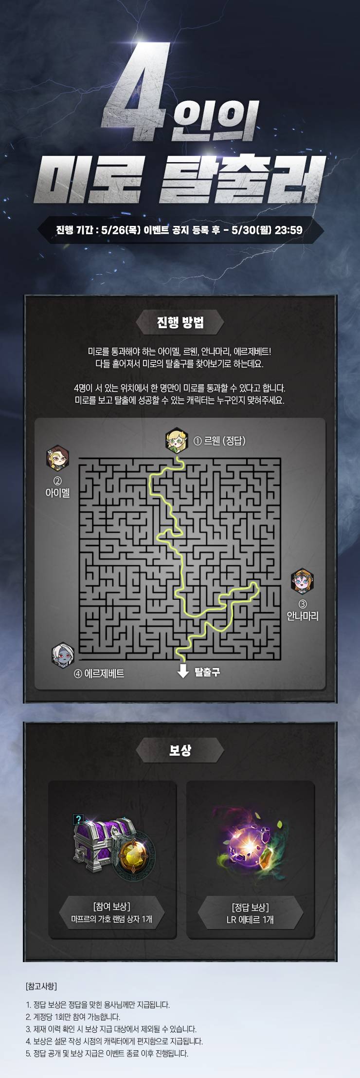 리니지 2 레볼루션 공식 커뮤니티 4인의 미로 탈출러 이벤트 안내 정답 공개 Netmarble Forums