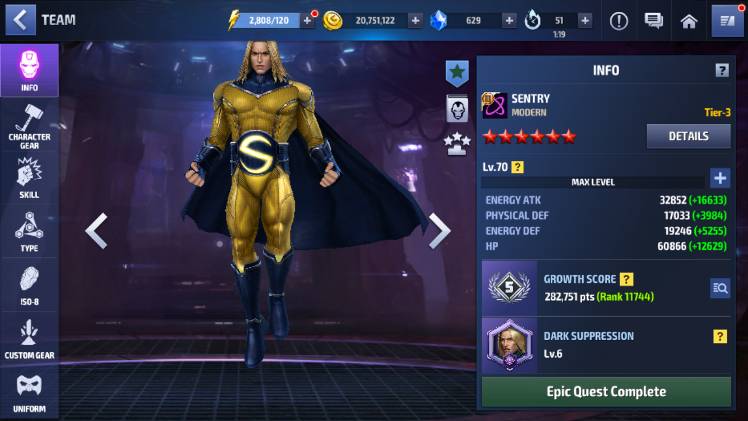 What does my sentry lack? - MARVEL Future Fight