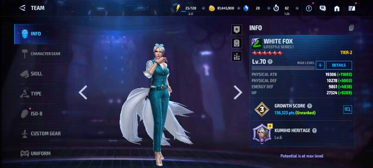 Next update awakening white fox for best support. - MARVEL Future Fight