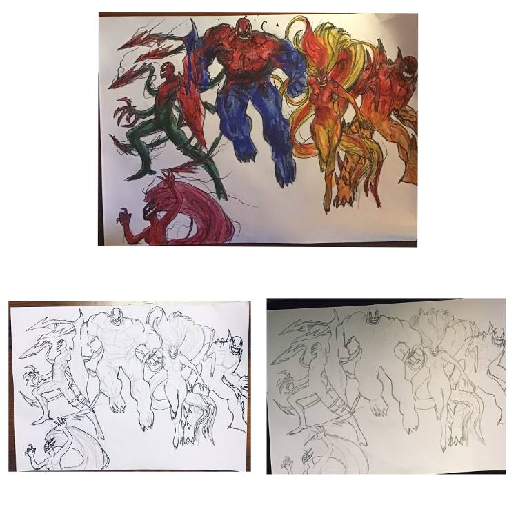 Drawing:Riot,Scream,Phage,Lasher and Agony 🪄 - MARVEL Future Fight