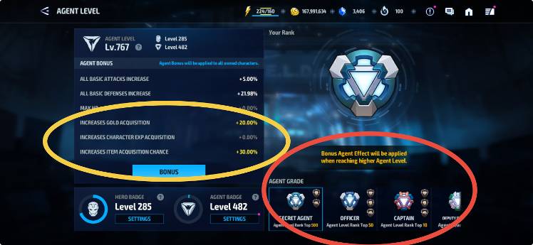 Make new badge ranks for bottom 3 stats! - MARVEL Future Fight