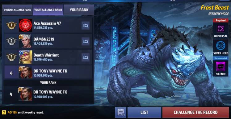 Take Down Frost Beast / DR TONY WAYNE FK - MARVEL Future Fight