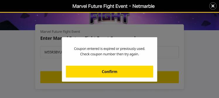 Coupon code expired - MARVEL Future Fight