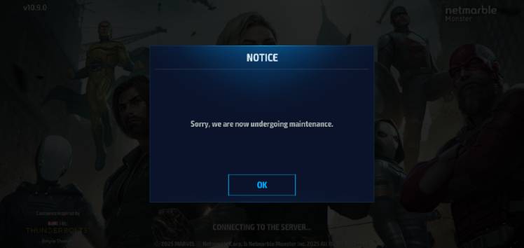 Game down - Undergoing maintenance. Hopefully this is just a quick ...