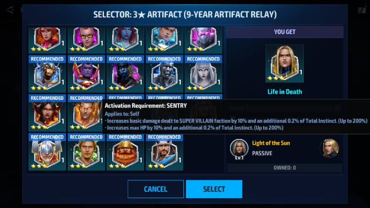 Which artifact to get - MARVEL Future Fight