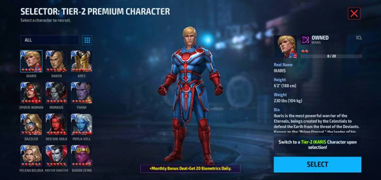 Which one should I choose from tier-2 premium character selecter ...