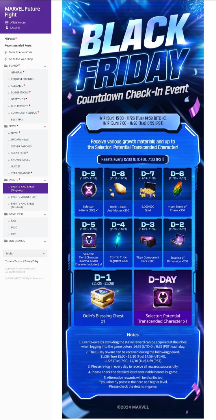 Black friday check in event - MARVEL Future Fight