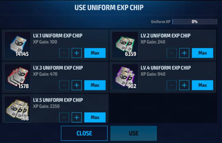 Uniform exp chip order is wrong - MARVEL Future Fight