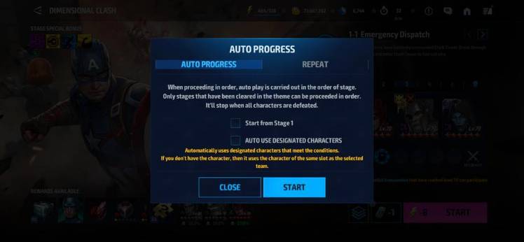 Story Mode Auto Feature - MARVEL Future Fight