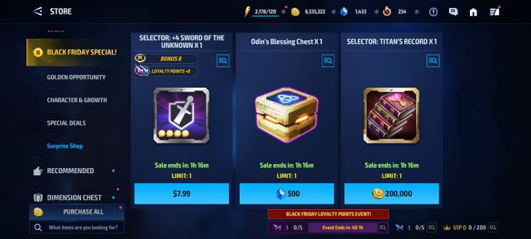 Suprise shop for anyone who missed it for yesterday - MARVEL Future Fight