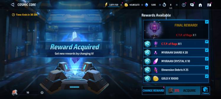 My first Rage from cosmic core - MARVEL Future Fight