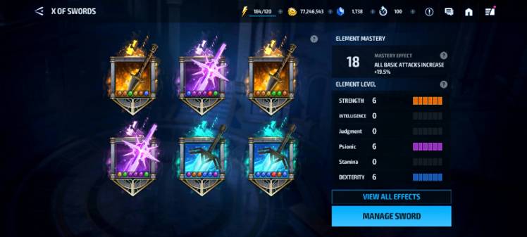 Sword system - MARVEL Future Fight