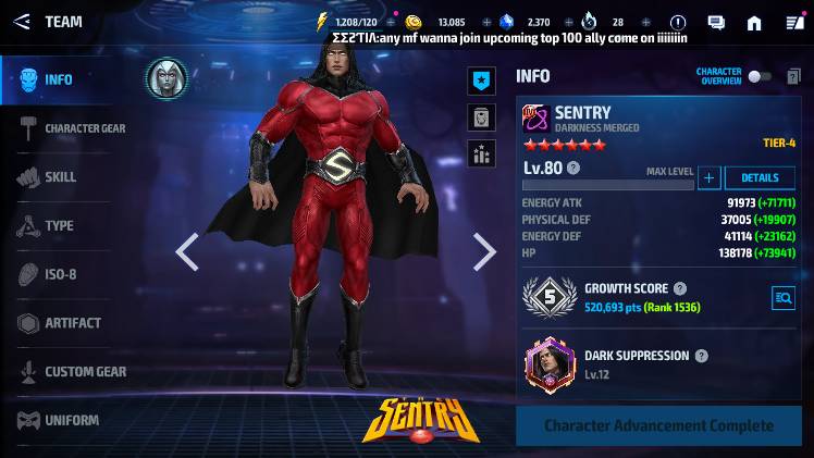 Finally maxed tf out of sentry - MARVEL Future Fight