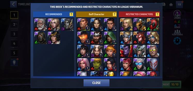 Arena Buff List - A Rocky Start - MARVEL Future Fight