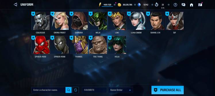 UPDATED UNIFORM LIST - MARVEL Future Fight