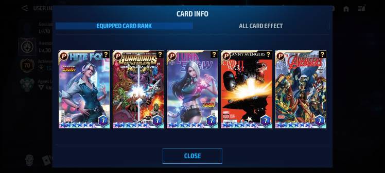 my card stats :/ - MARVEL Future Fight