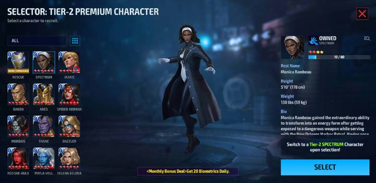 Who I can pick from this? I'm thinking of spectrum - MARVEL Future Fight