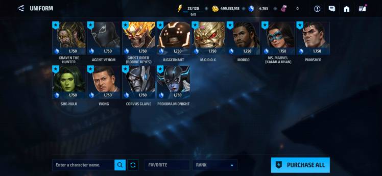 Help in selecting uniform for anniversary - MARVEL Future Fight