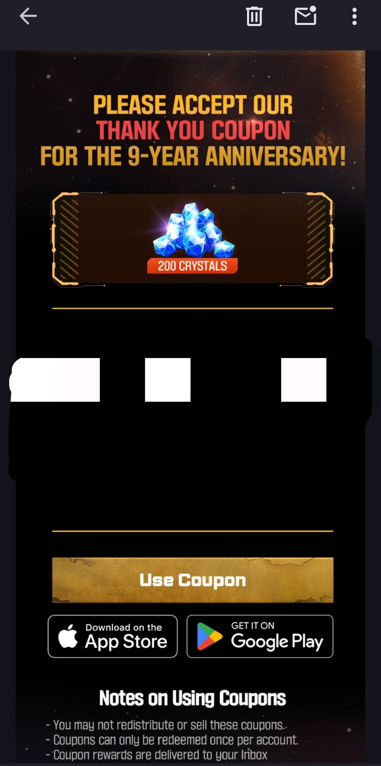 Instructions for getting the free 200 crystals in your mail - MARVEL Future Fight