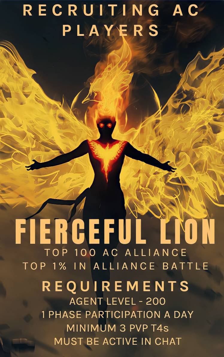 Fierceful Lion Recruiting, Rank 23 Open 8 slots - MARVEL Future Fight