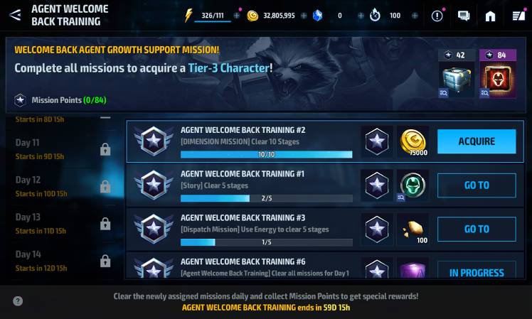 Returning Agent 14 Day T3 Mission - MARVEL Future Fight