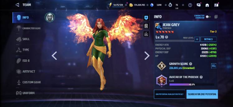 Fix the potential for character - MARVEL Future Fight