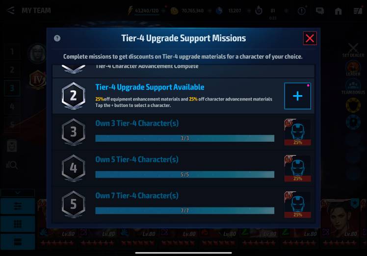 Tier-4 Upgrade Support Advice - MARVEL Future Fight