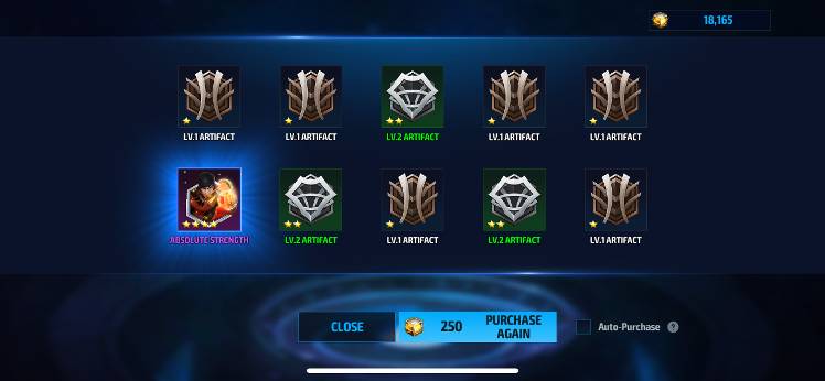 Artifacts off 20k essence - MARVEL Future Fight