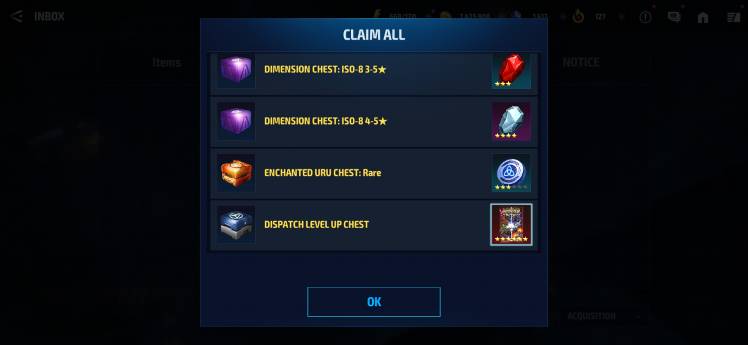 Dispatch Level Up Chest reward - MARVEL Future Fight