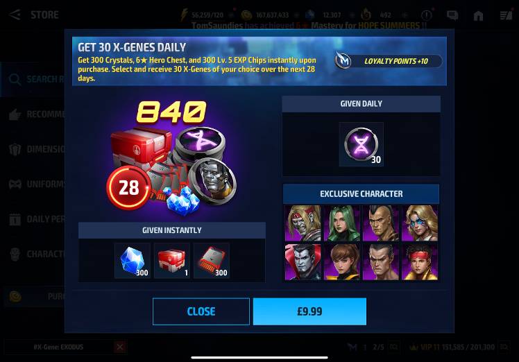 Exodus is not in the 30 X-Genes Daily - MARVEL Future Fight