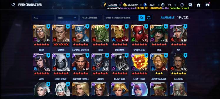 Plz these are my cha - MARVEL Future Fight
