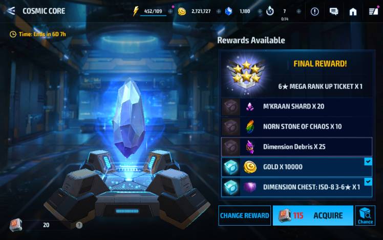 My final cosmic core reward is the same i needed - MARVEL Future Fight