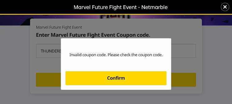 THUNDERBOLTS coupon code is says invalid can't claim the reward ...