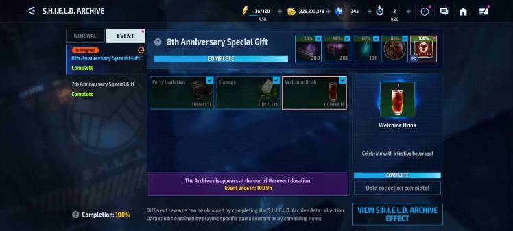 8th Anniversary Shield Archive Completed! - MARVEL Future Fight