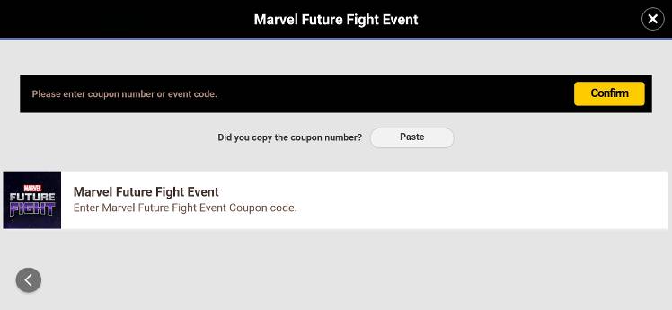 Event coupon code - MARVEL Future Fight