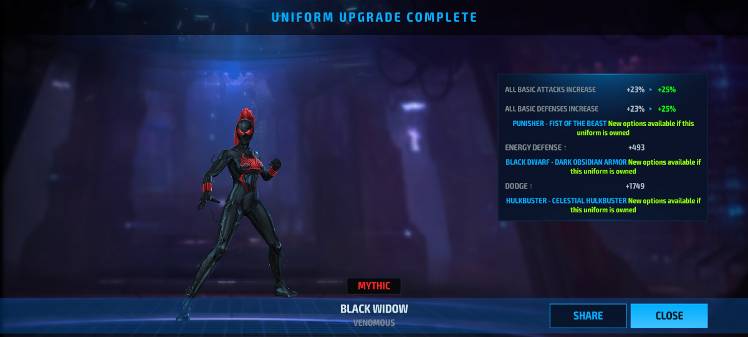 BLACK WIDOW MYTHIC UNIFORM - MARVEL Future Fight