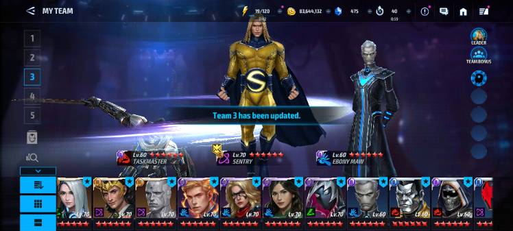 My sentry PvP teams for different enemy teams - MARVEL Future Fight