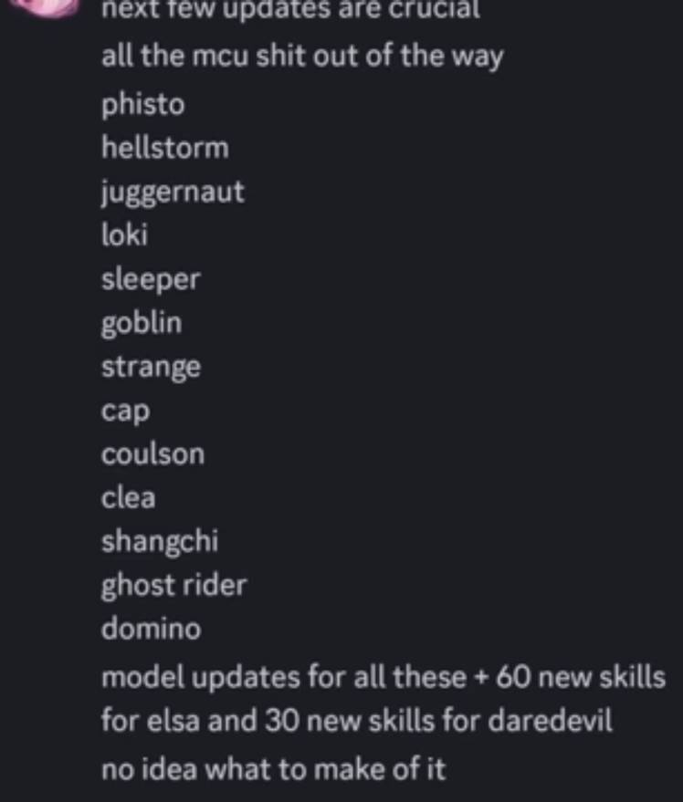 Thoughts on who gets what March update + datamine leak - MARVEL Future ...