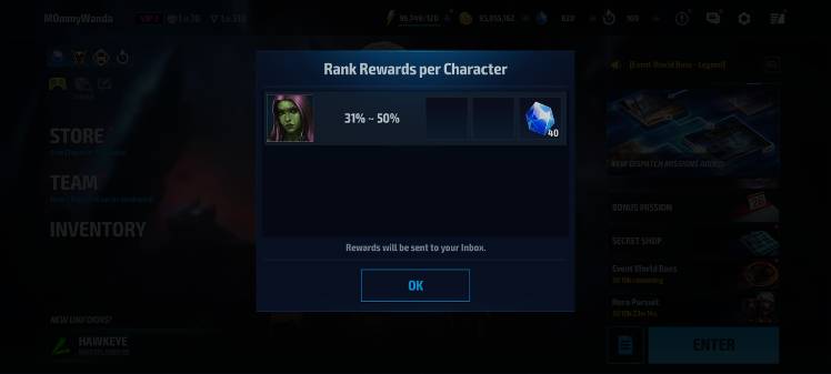 GAMORA RANKING REWARD - MARVEL Future Fight