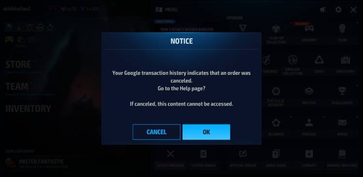 Unable to complete Daily Task - MARVEL Future Fight