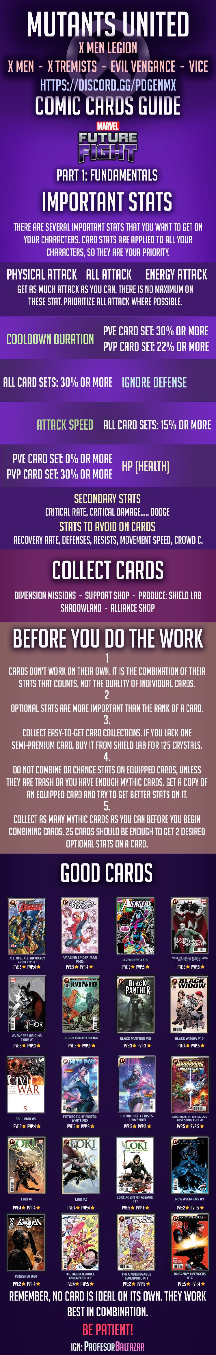 Comic Cards Guide - Infographic - MARVEL Future Fight
