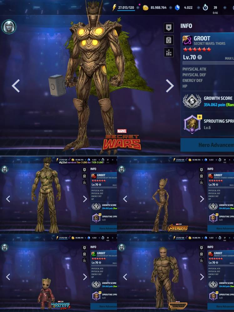 groot gor summer is datamined - MARVEL Future Fight