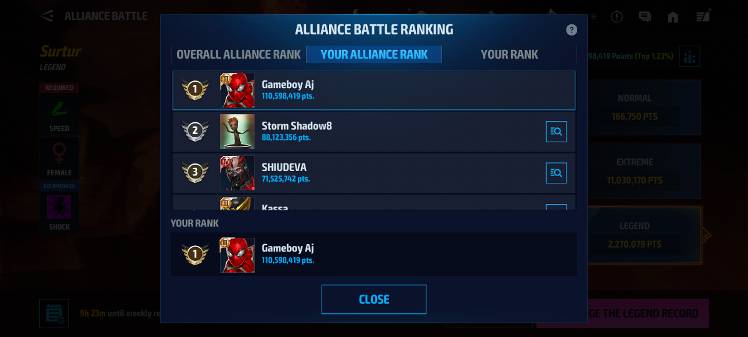 Alliance Battle Ranking - MARVEL Future Fight