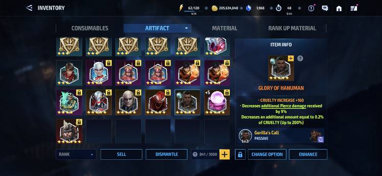 2, 5* Artifacts 9k.celestial essence - MARVEL Future Fight